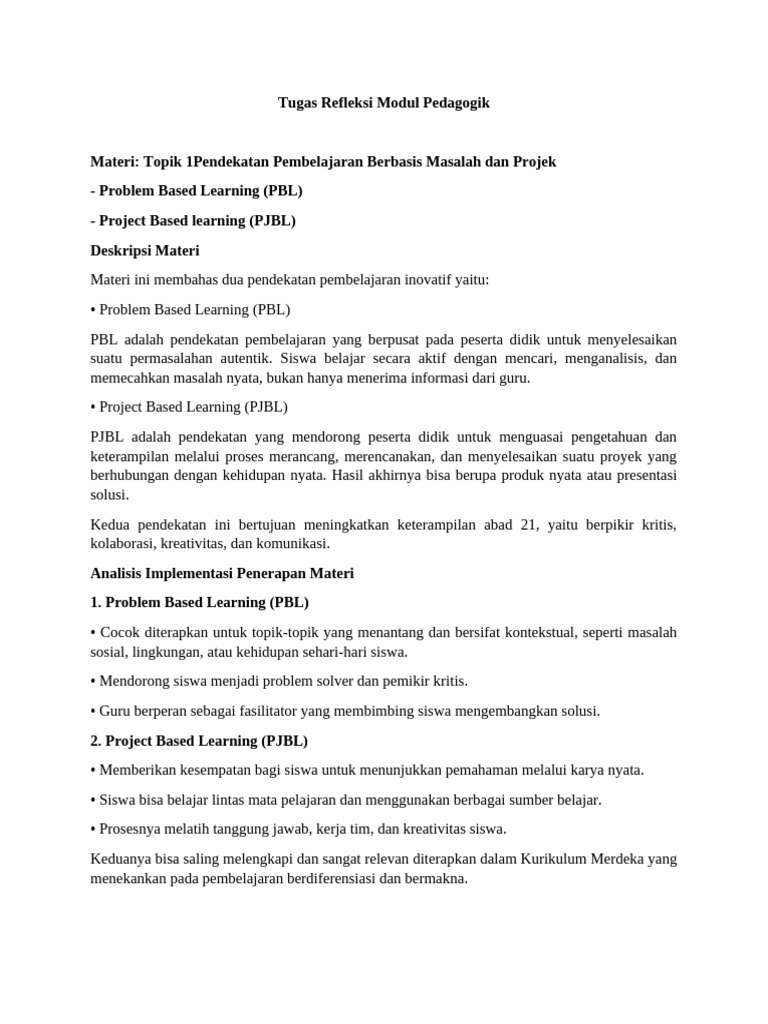 PBL dan PJBL dalam Pembelajaran Aktif | PDF