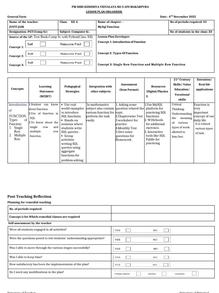 Lesson Plans for Computer Science Topics | PDF | Lesson Plan | Sql