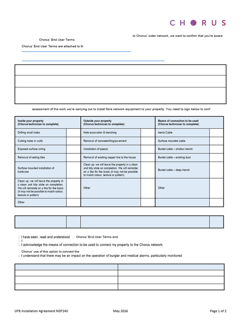 UFB Installation Agreement and EUTs 170427 | PDF | Legal Liability ...