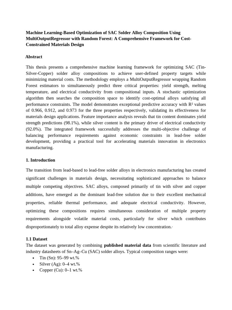 Machine Learning-Based Optimization of SAC Solder | PDF | Mathematical ...