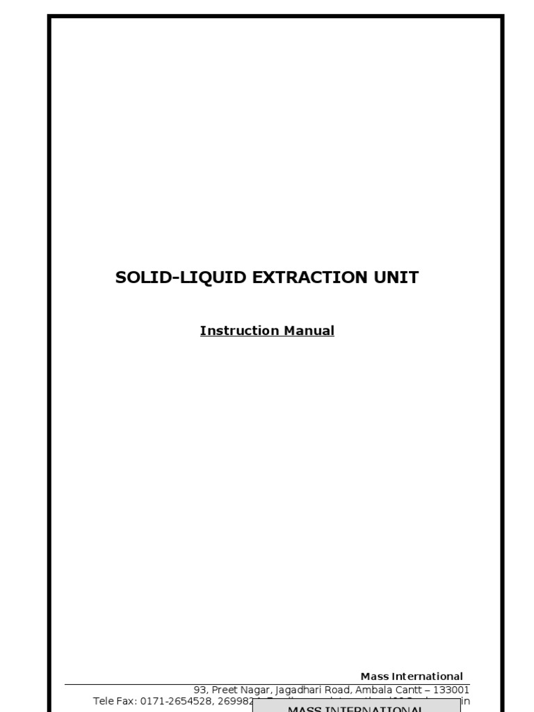 Solid-Liquid Extraction Unit | PDF | Solvent | Chemistry