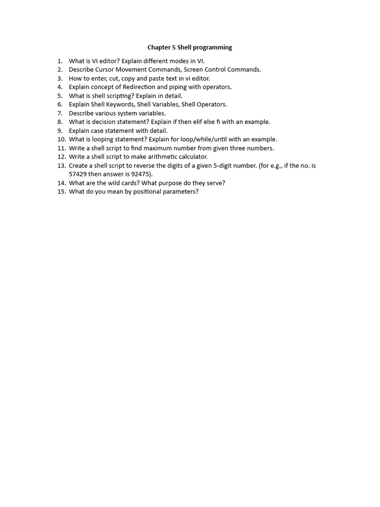 Chapter 5 Shell Programming | PDF