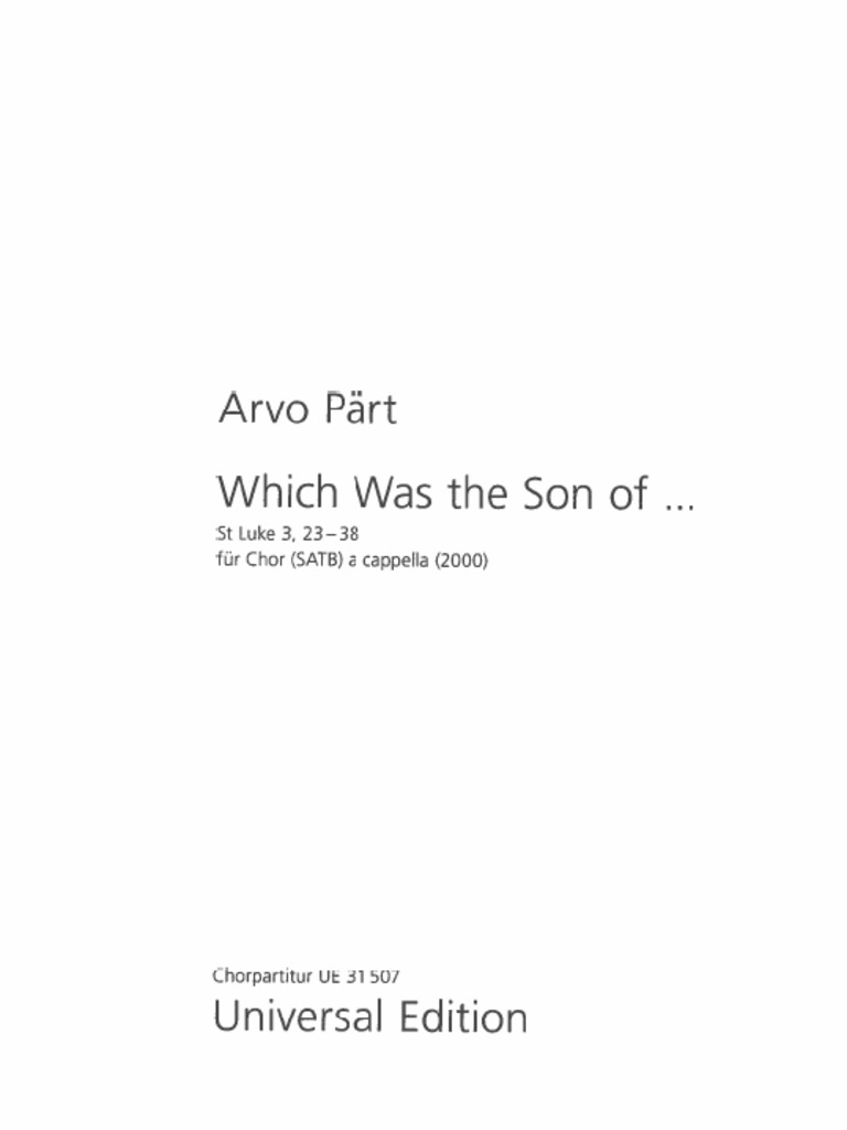 Arvo Pärt - Which Was The Son of | PDF
