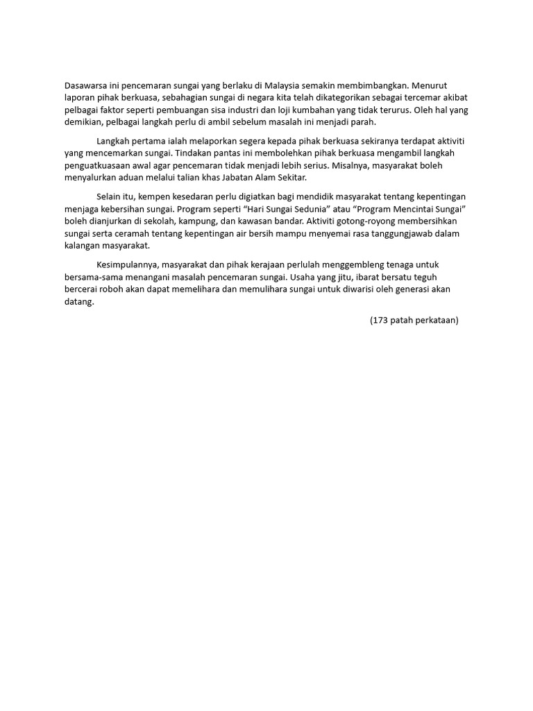 Pencemaran Sungai - K Respons Terhad SPM | PDF