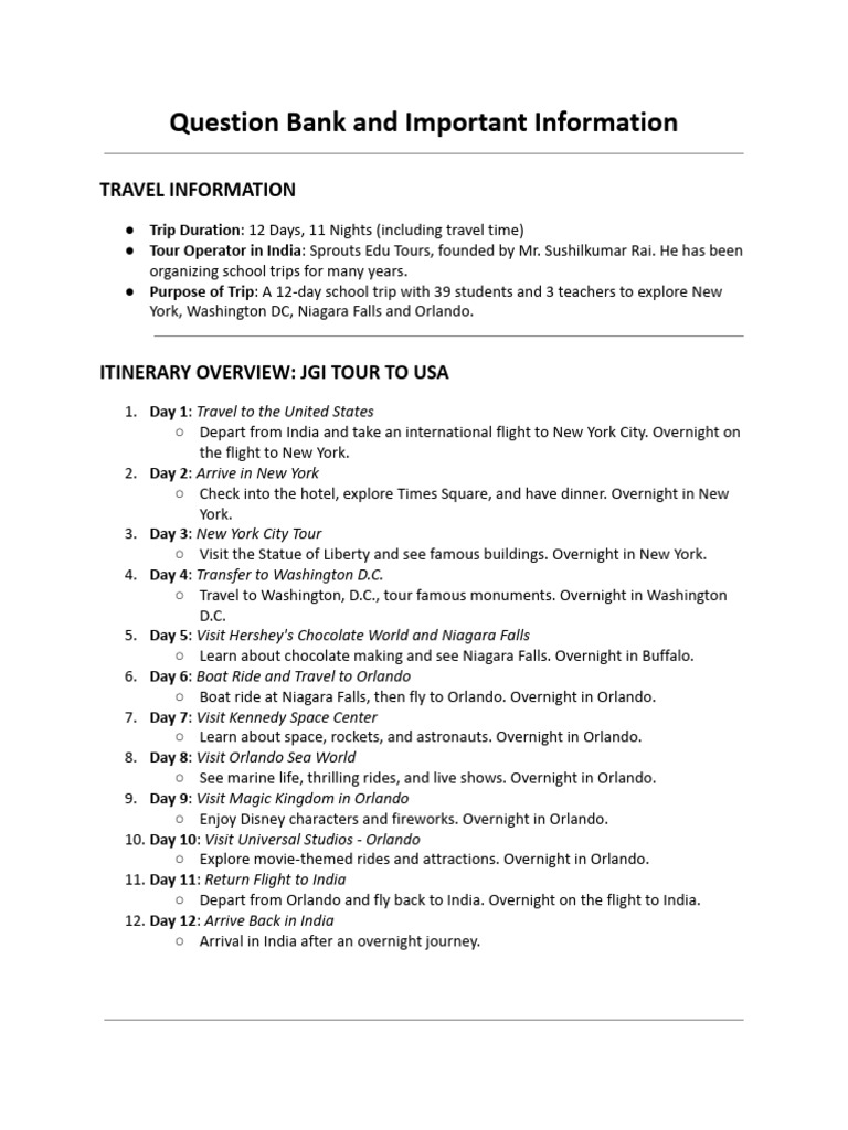 USA Interview Question Bank and Doc Checklist | PDF