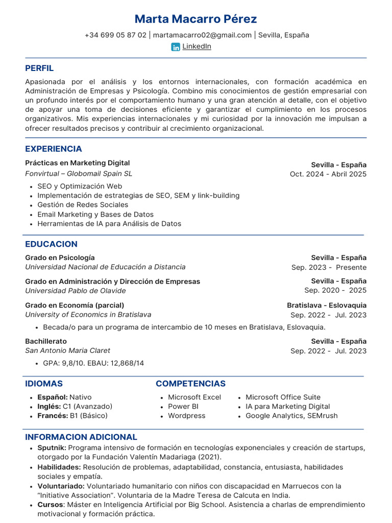 CV Marta Macarro Pérez | PDF | Inteligencia artificial | Inteligencia ...
