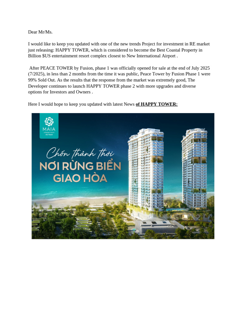 Happy Tower Ho Tram Phase 2 Investment Guide | PDF