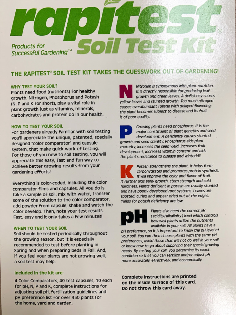 Soil Rapitest Kit Reference Sheets | PDF