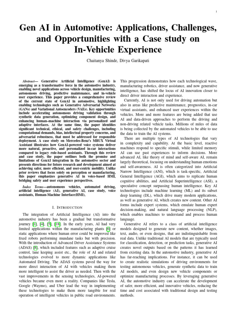 Gen AI in Automotive: Challenges & Case Study | PDF | Artificial ...
