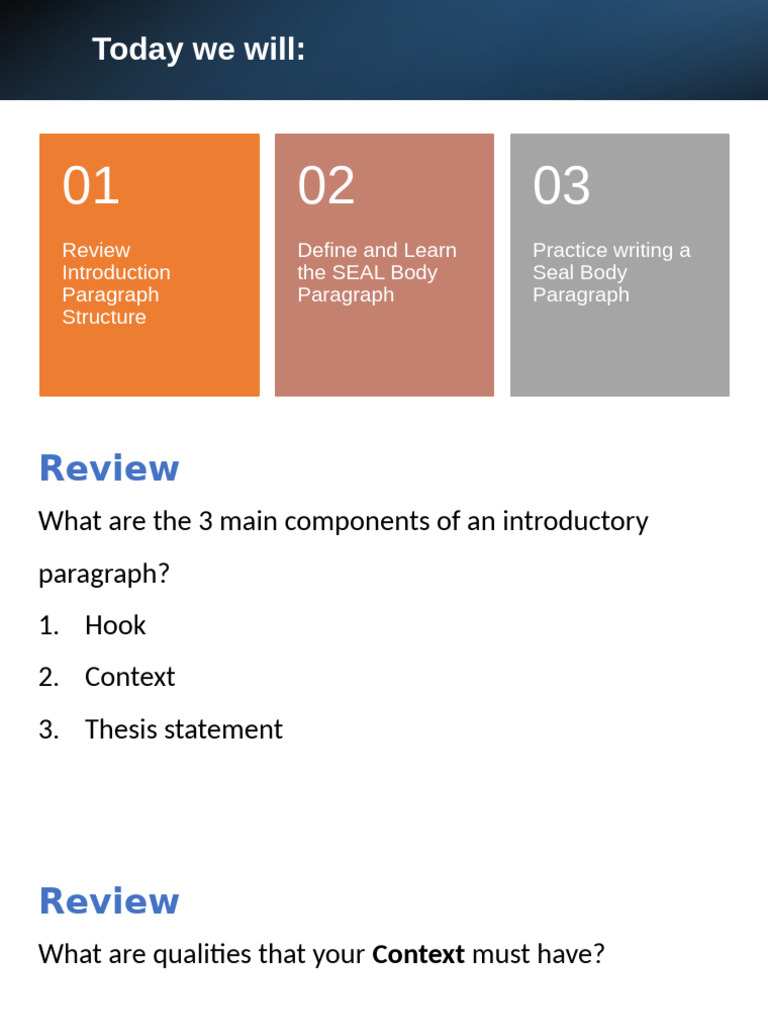 Mastering SEAL Body Paragraphs | PDF