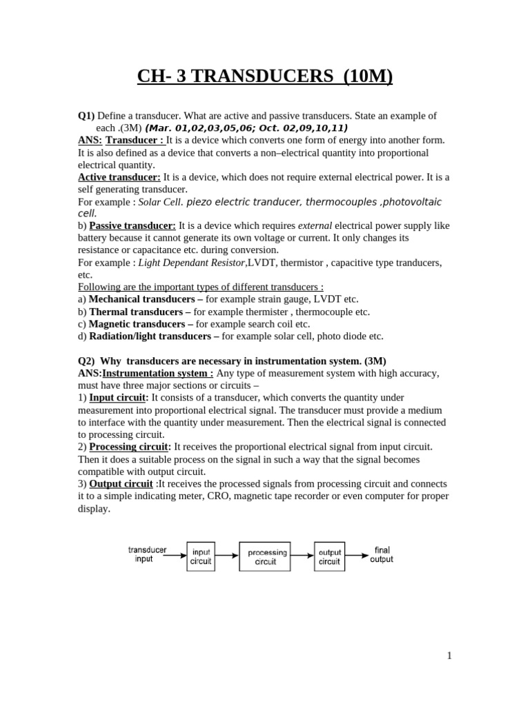 Understanding Transducers: Types & Functions | PDF | Capacitor ...