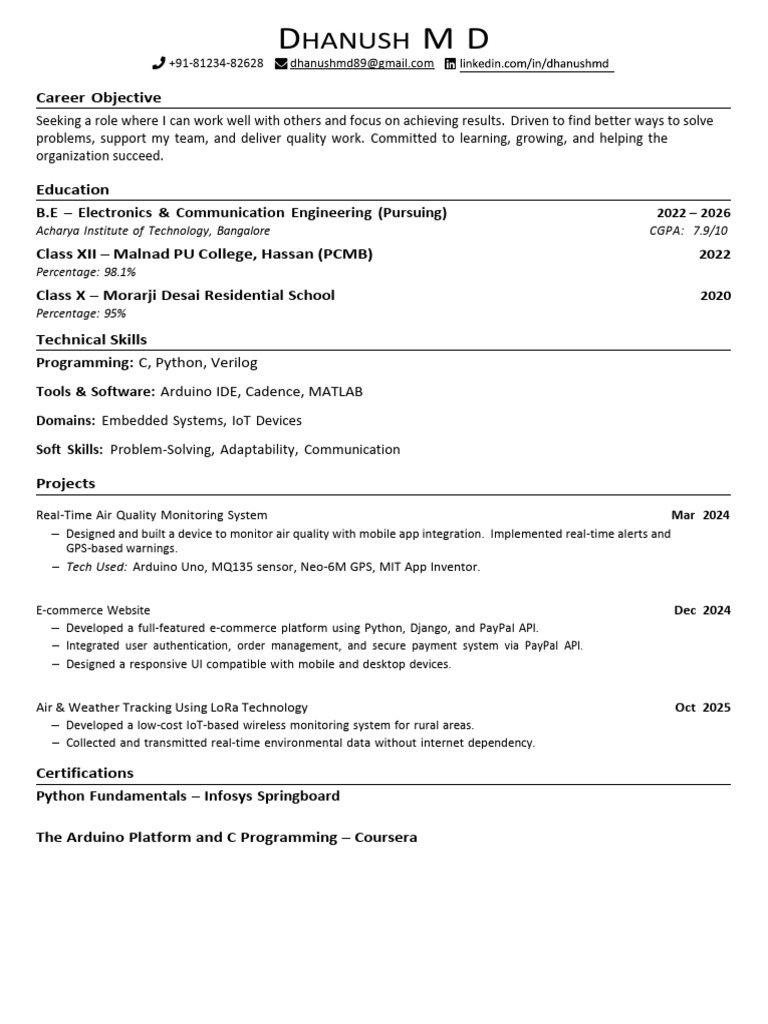 Dhanush MD Info | PDF