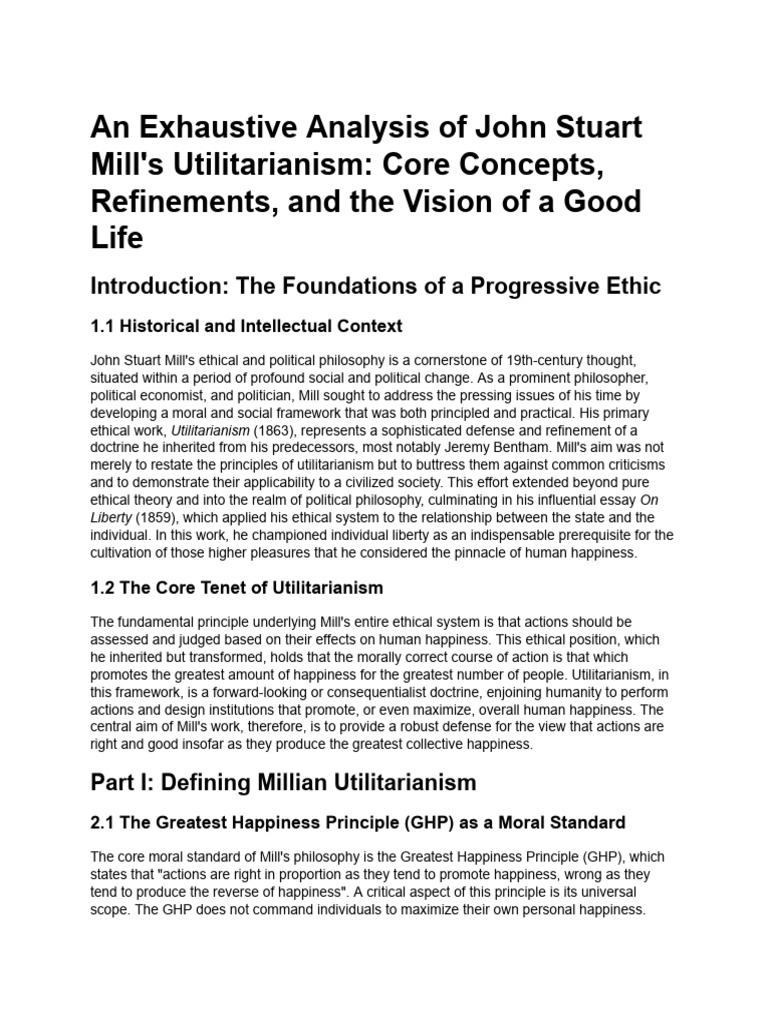 Mill's Utilitarianism - Analysis and Examples | PDF | Utilitarianism ...