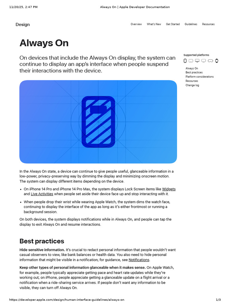 Always On - Apple Developer Documentation | PDF | I Phone | Apple Watch