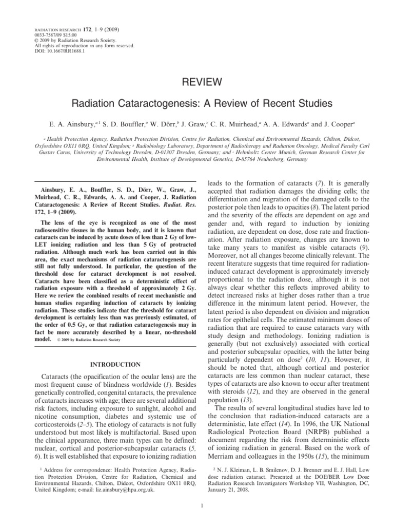 Ainsbury, E. a., Bouffler, S. D., Dörr, W., Graw, J., Muirhead, C. R., Edwards, A. a., & Cooper ...