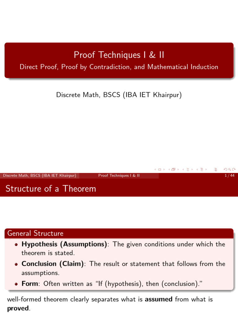 Proof Techniques | PDF | Mathematical Proof | Discrete Mathematics