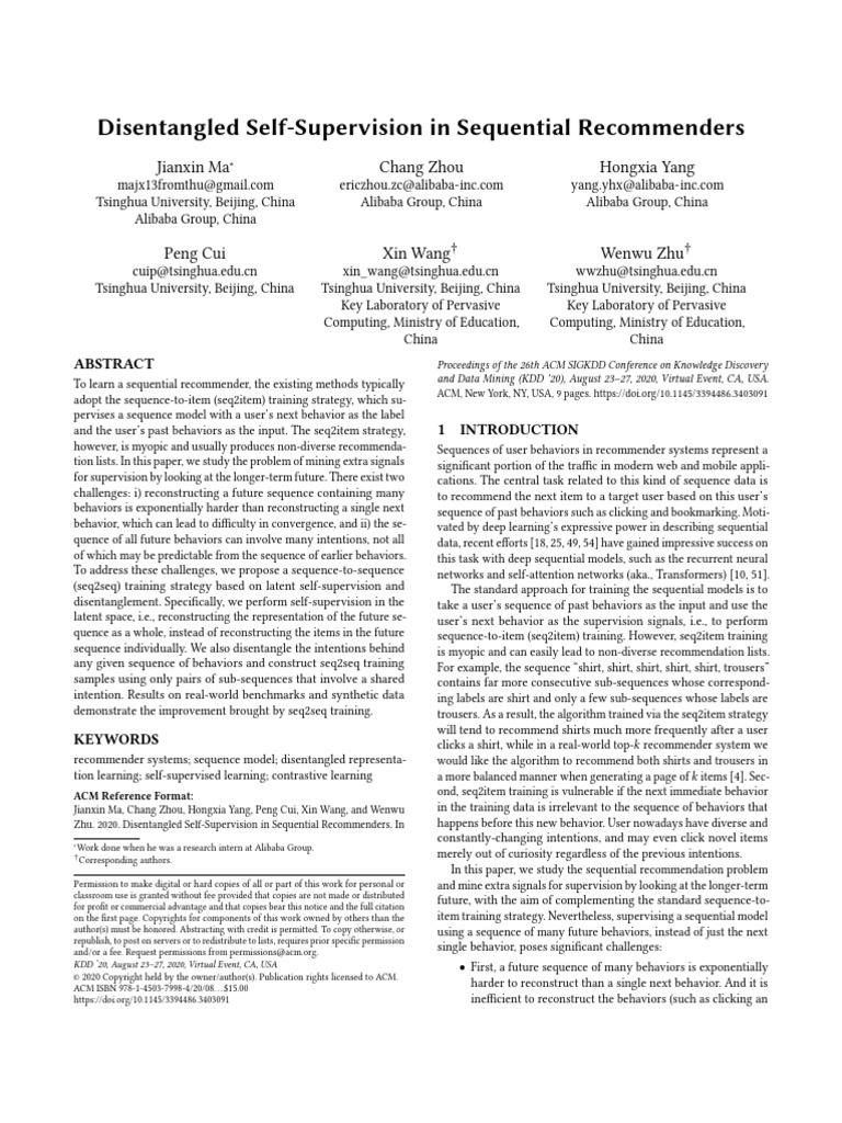 【2020 KDD】Disentangled Self-Supervision in Sequential Recommenders ...