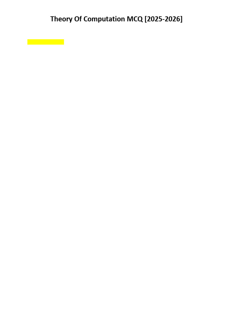 TOC MCQ | PDF | Automata Theory | Formal Methods