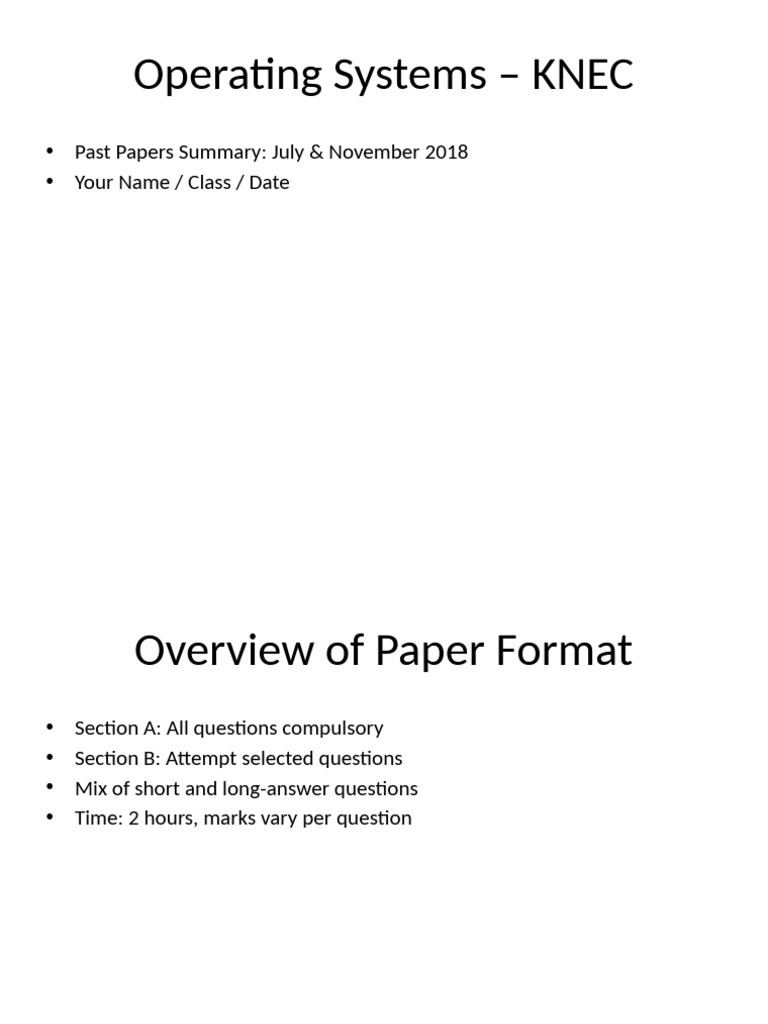 Operating Systems PastPapers 2018 Presentation | PDF