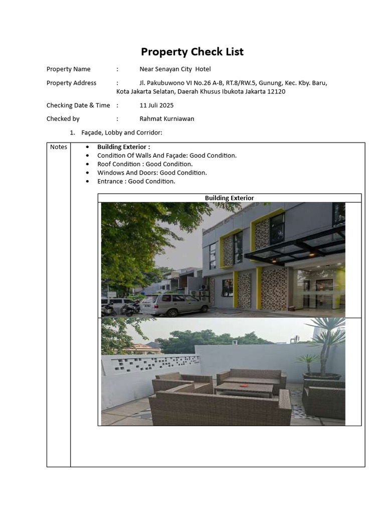 General Property Check - Electricity, Water and All Facility | PDF ...