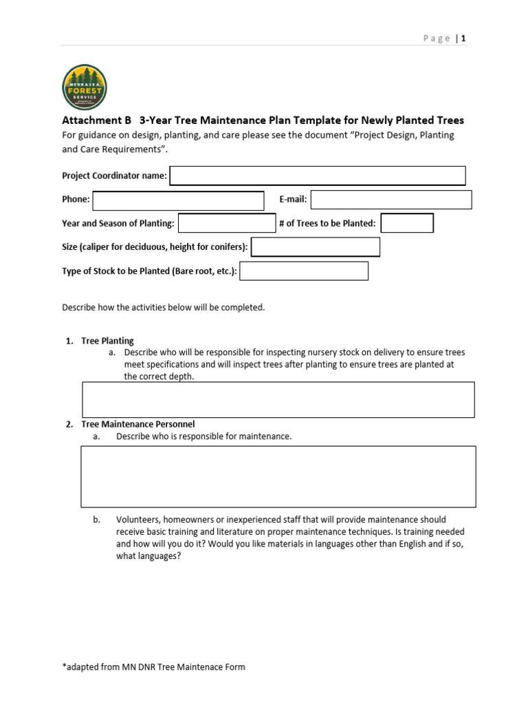 3-Year Tree Maintenance Plan Template | PDF | Mulch | Trees