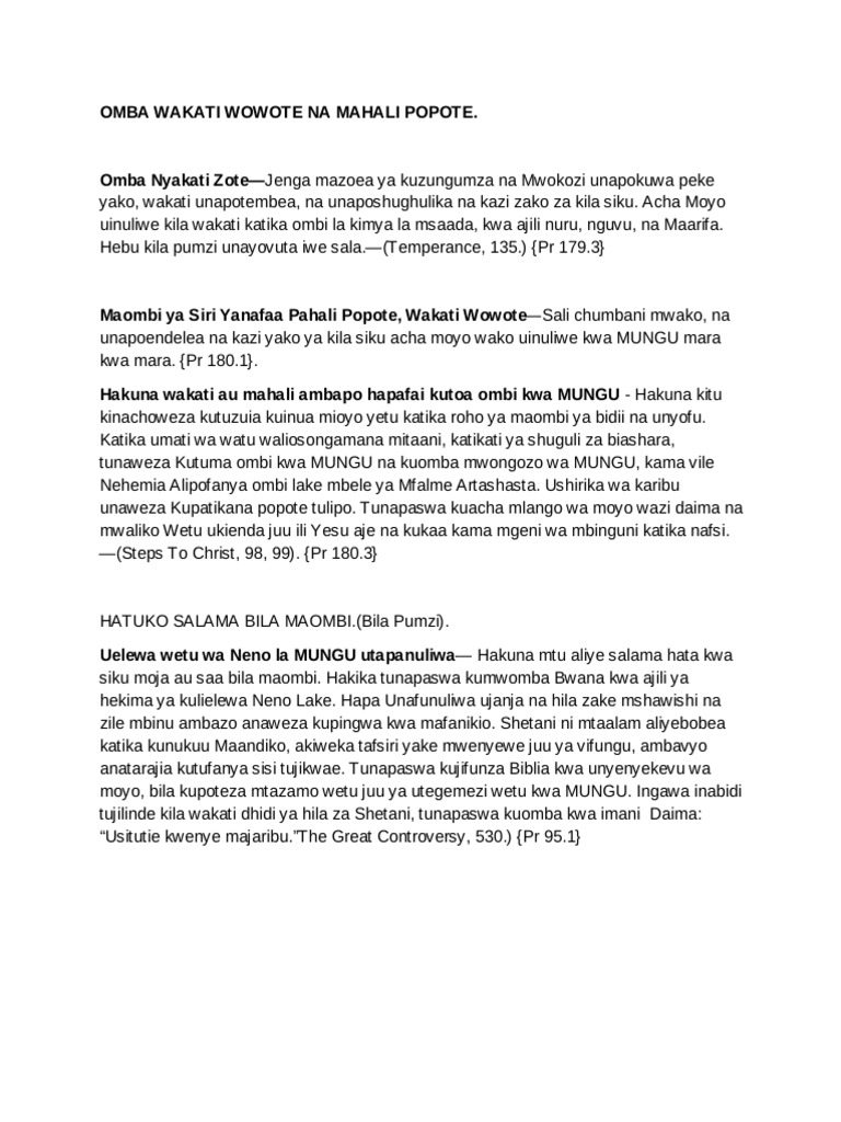 Maombi, Pumzi Ya Uhai | PDF