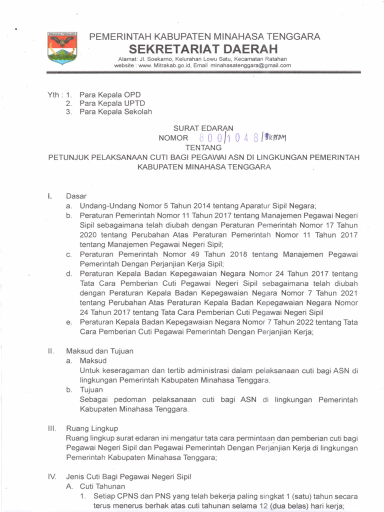 Panduan Cuti PNS: Tahunan, Besar, Sakit | PDF