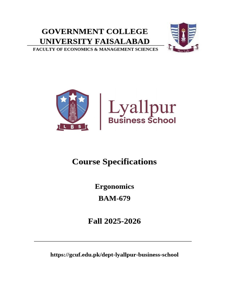 BAM 679 Ergonomics BBA IM 7th Fall 25 | PDF | Biomechanics