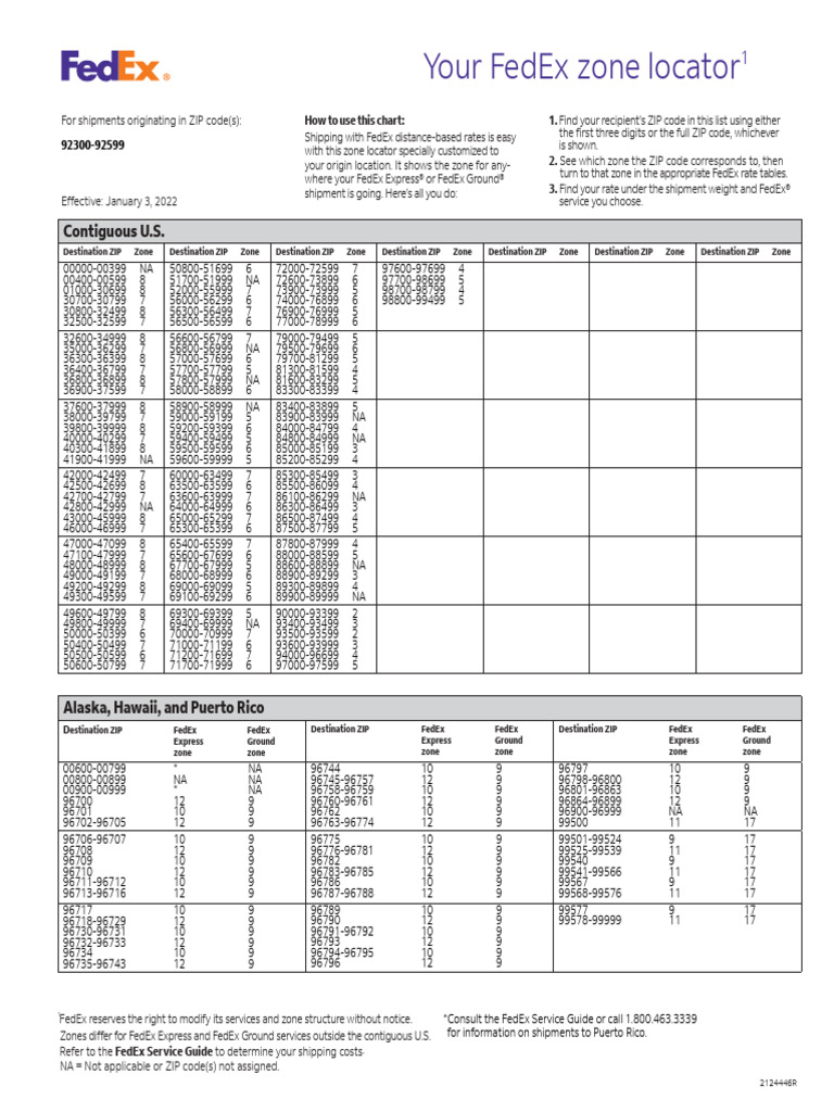 Your Fedex Zone Locator: Contiguous U.S | PDF | Fed Ex