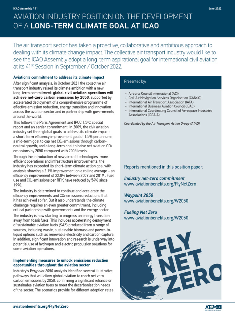 Position Paper Icao A41 Ltag Jun2022 1 | PDF | Climate Change ...