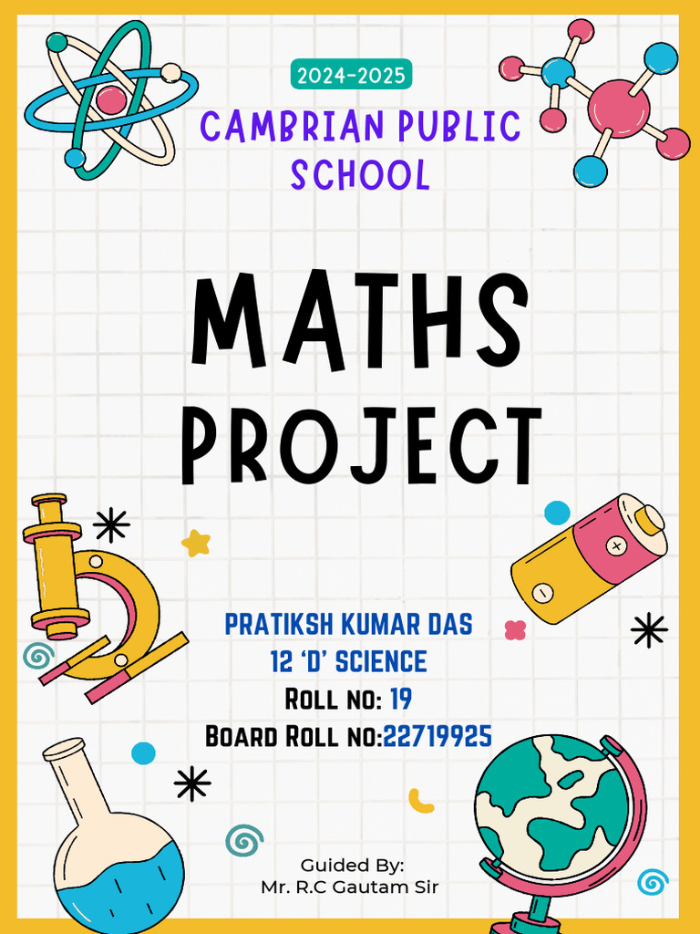 Yellow and Pink Doodle Science Project Cover A4 Document | PDF