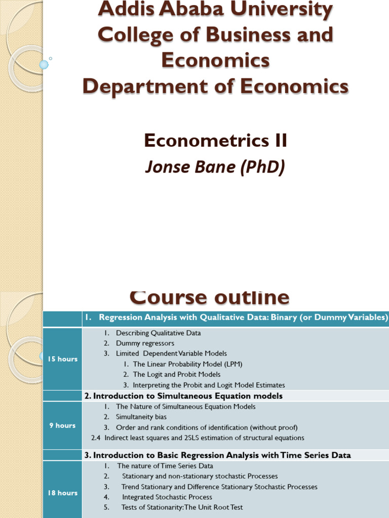 Chap1 - Econometrics II Multiple Regreesion With Qual Data | PDF ...