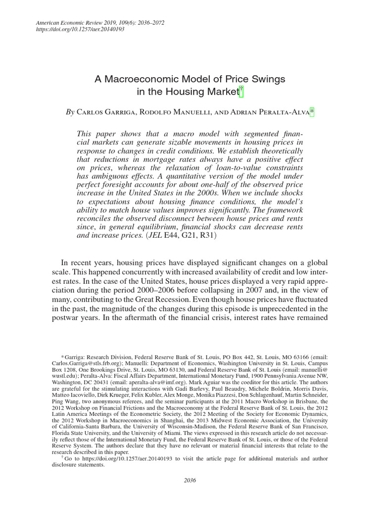 Macroeconomic Model of Housing Price Swings | PDF | Business Cycle ...