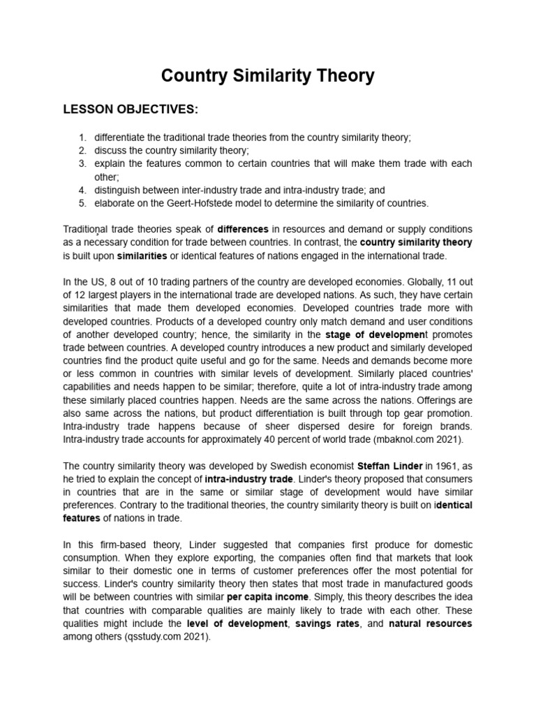 Understanding Country Similarity Theory | PDF | Economics | Demand