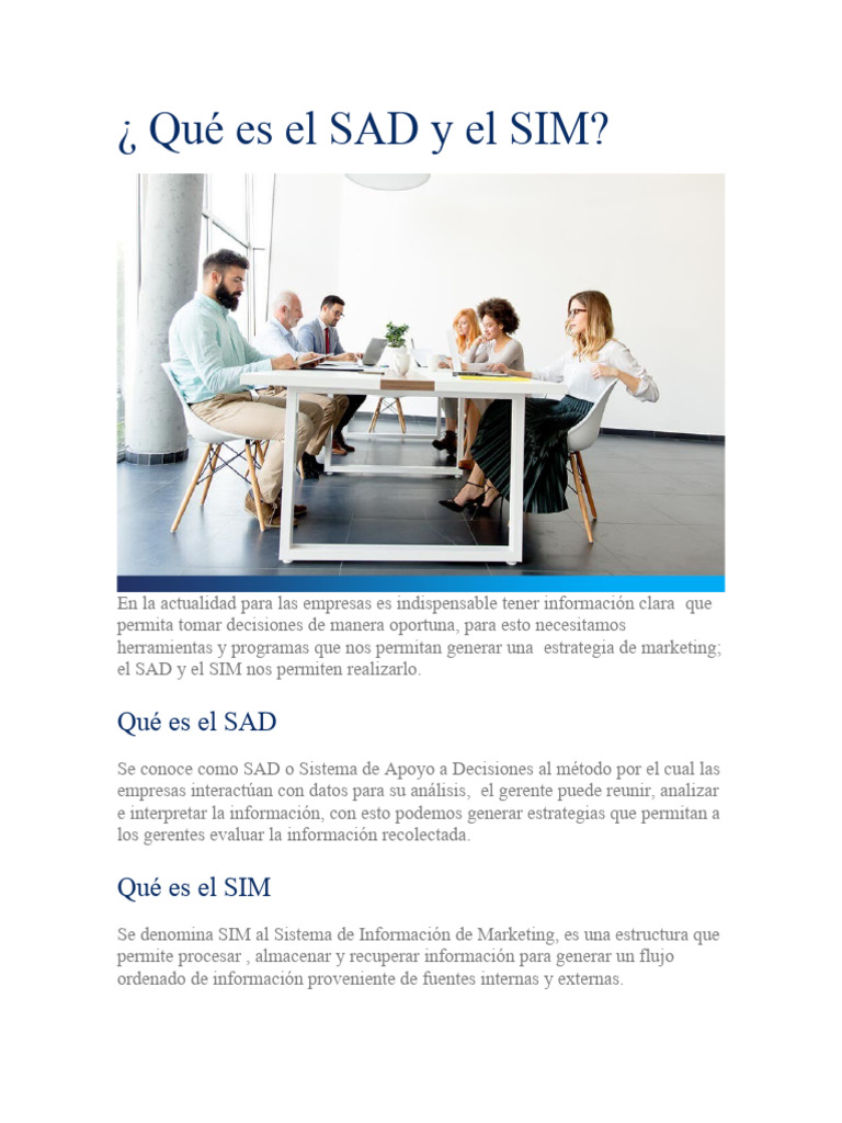 SAD y SIM: Claves para Decisiones Efectivas | PDF | Marketing | Sistema ...