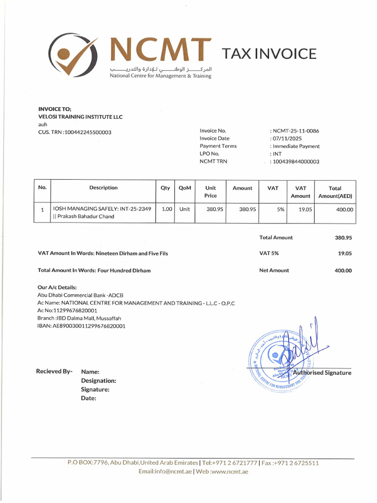 NCMT Invoice | PDF