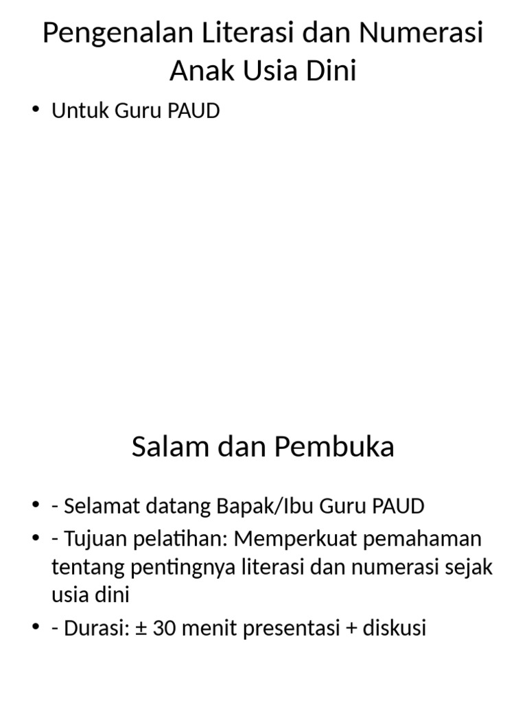 Pentingnya Literasi dan Numerasi Dini | PDF