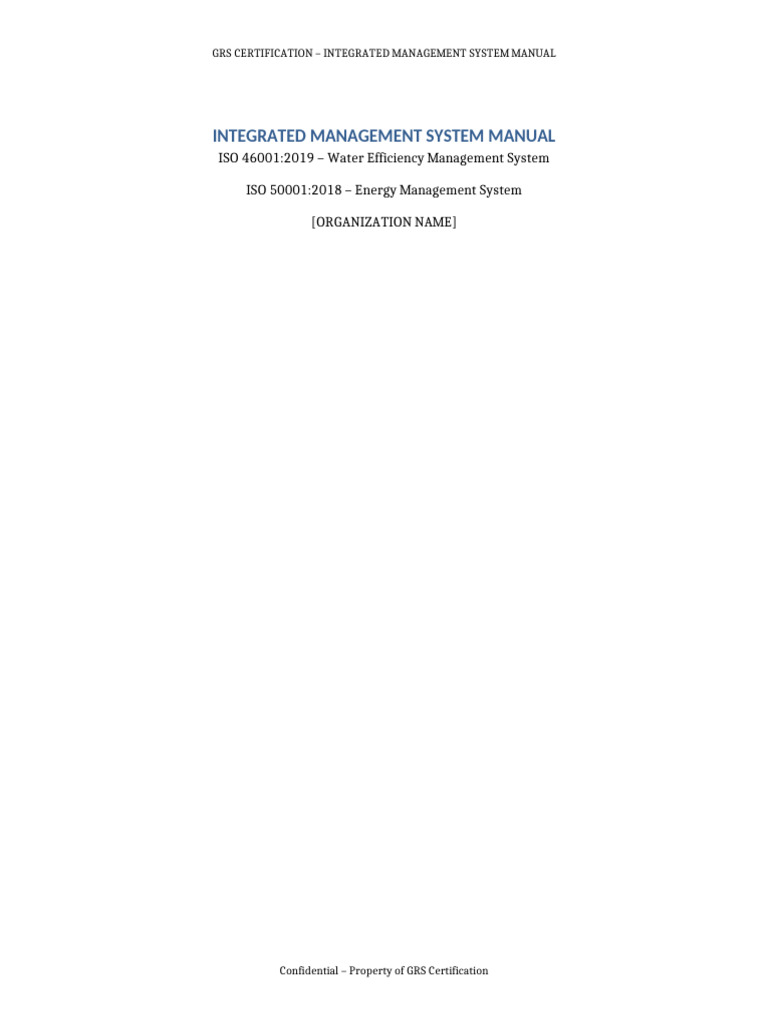 GRS Integrated Management System Manual | PDF | Energy Management | Audit