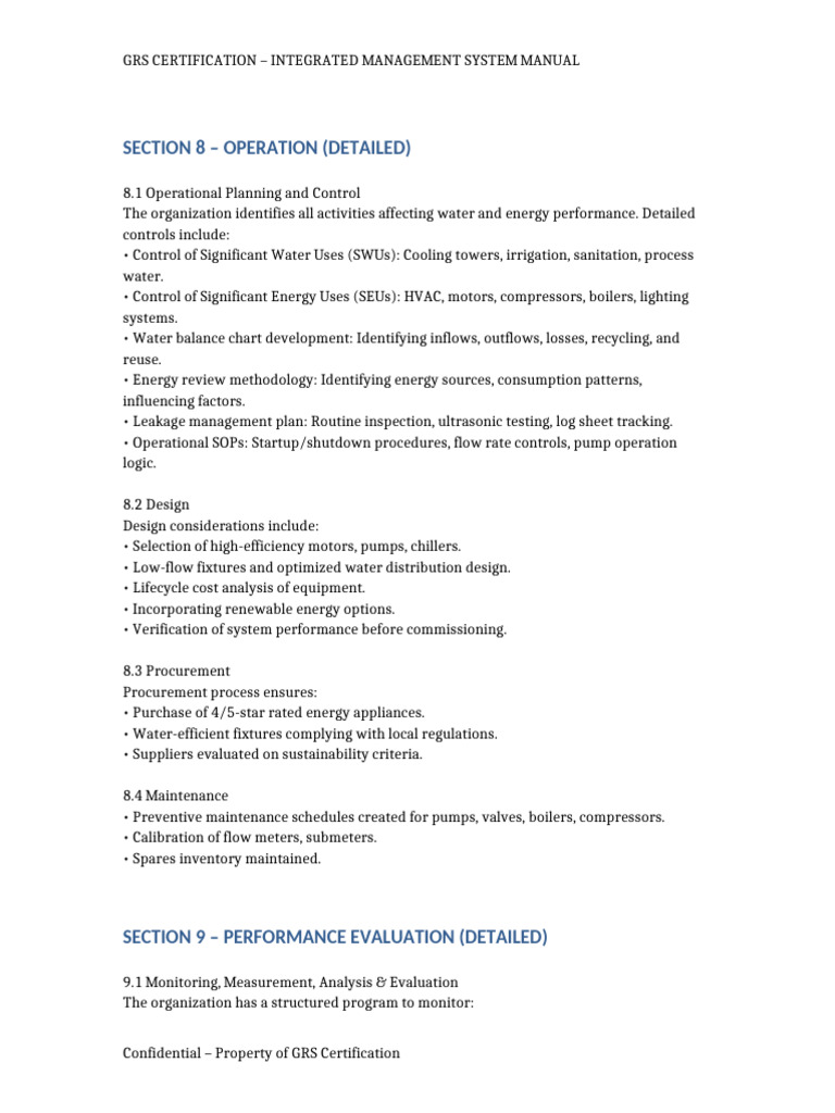 GRS Integrated Management System Manual | PDF | Audit | Pump