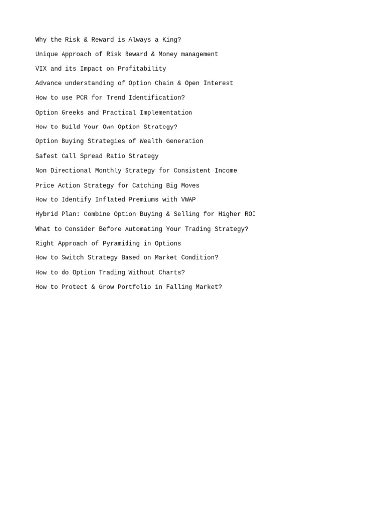 Advanced Options Trading Syllabus | PDF