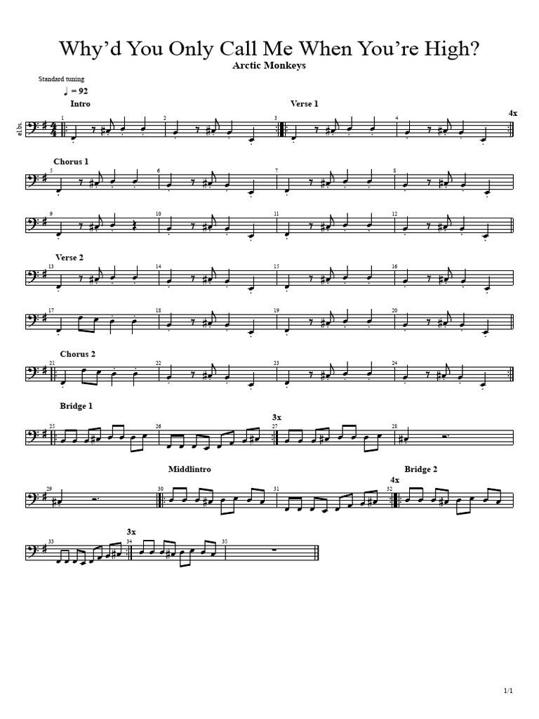 Arctic Monkeys "Why'd You Only Call Me" Tabs | PDF
