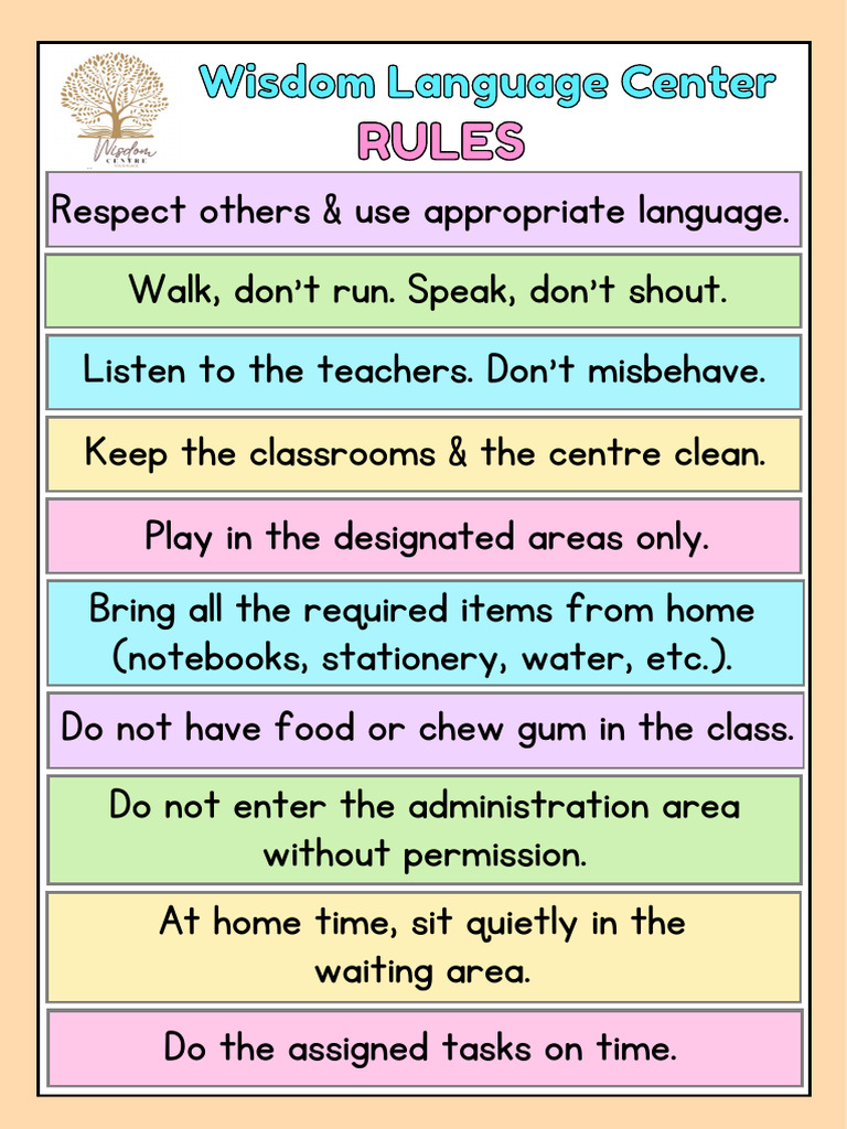 Wisdom Language Center Rules | PDF