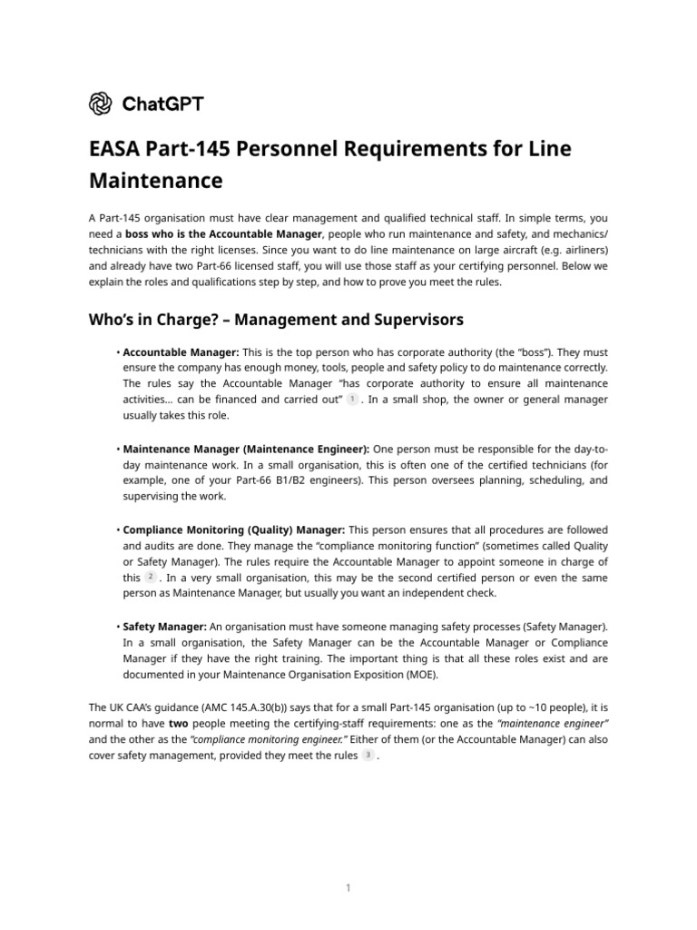 EASA Part-145 Line Maintenance Staff Guide | PDF | Audit | Aviation