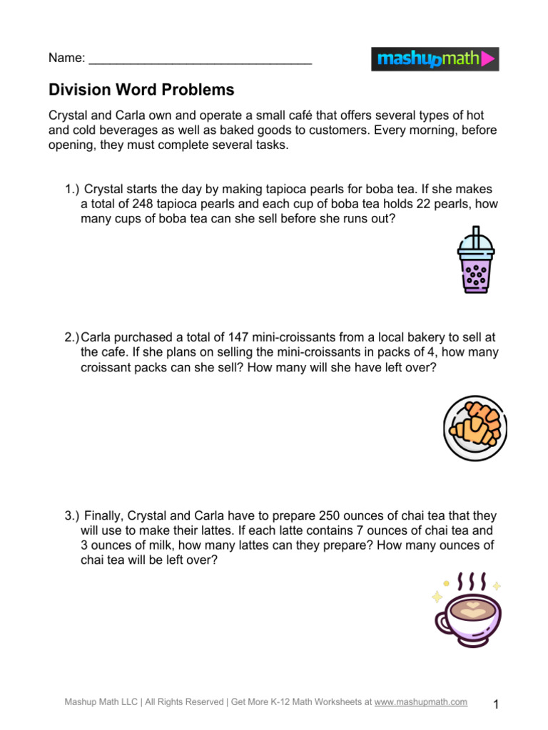 Division Word Problems (Advanced) (C) | PDF