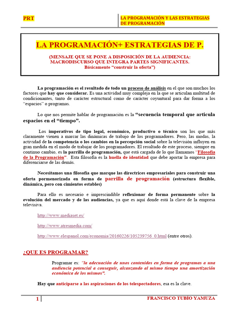 PROGRAMACIÓN+ESTRATEGIAS de PROGRAMACIÓN | PDF | Hora estelar ...