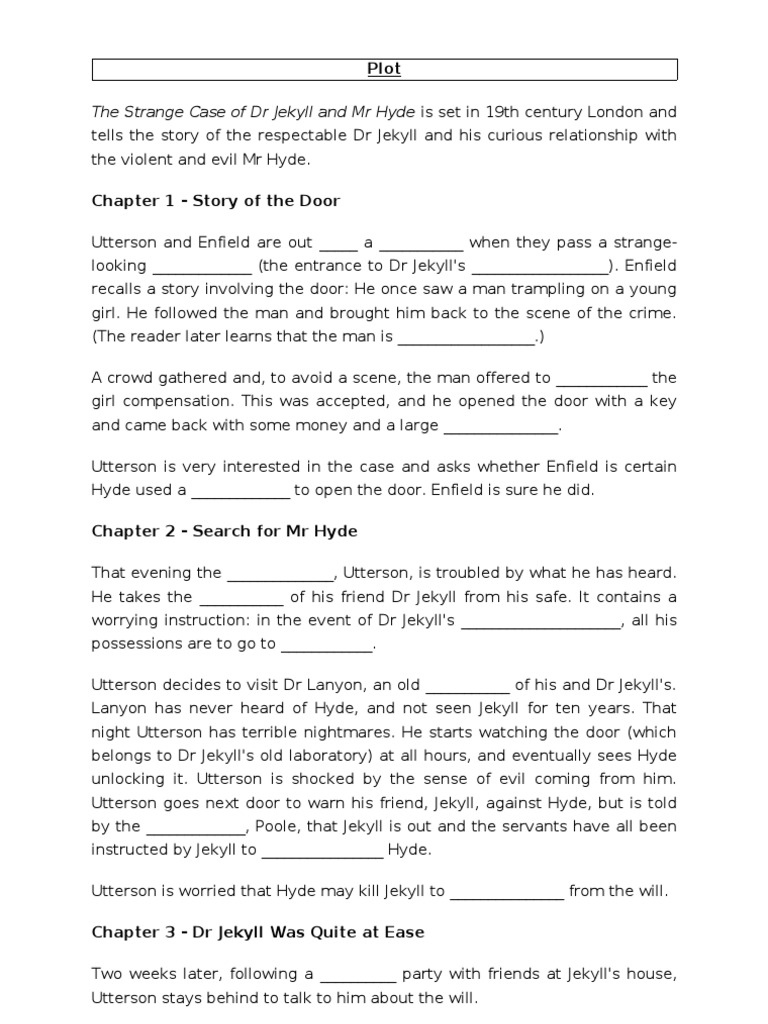 The Strange Case of DR Jekyll and MR Hyde Is Set in 19th Century London ...