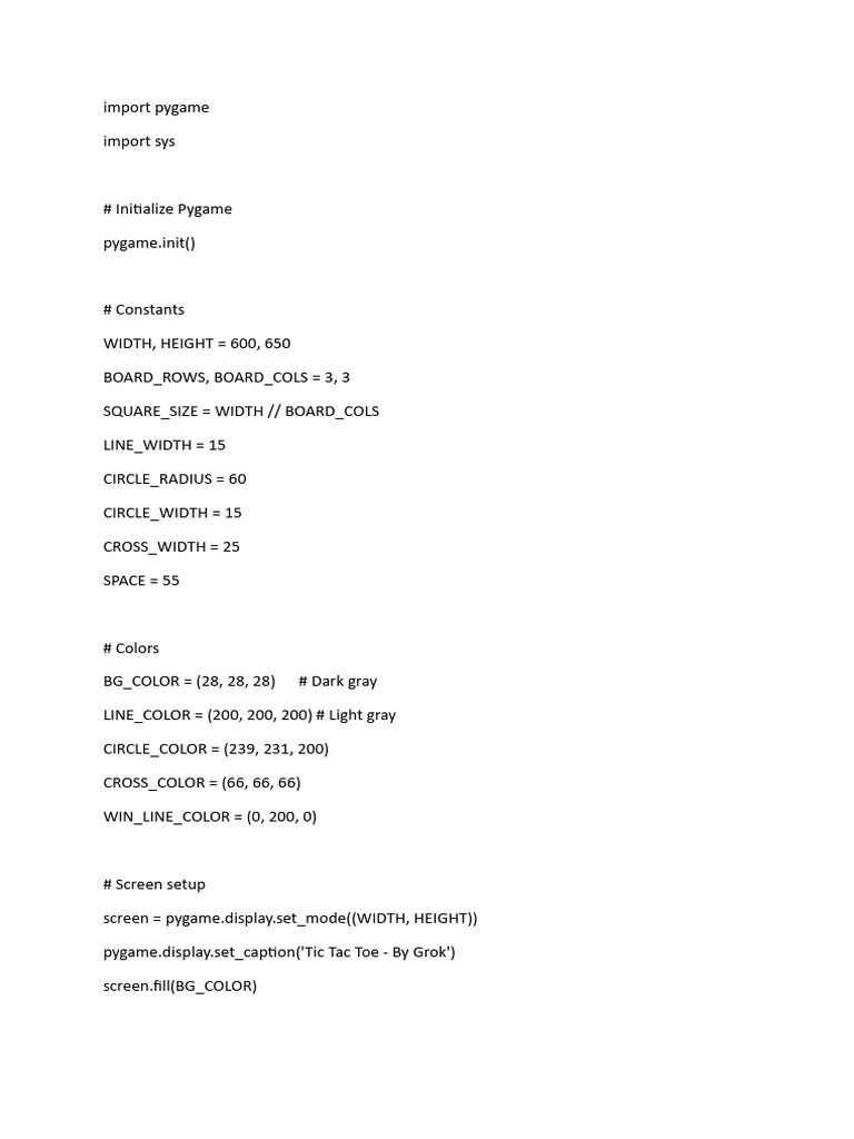 Python Tic Tac Toe Game | PDF