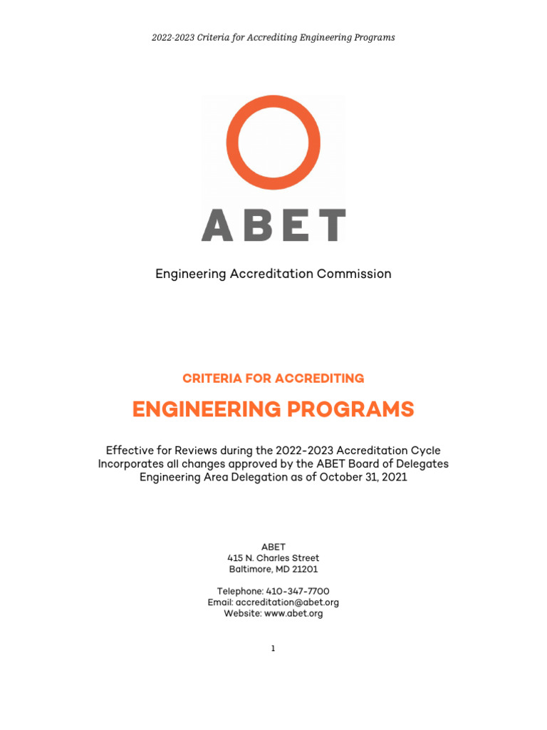 2022 23 EAC Criteria | PDF | Engineering | Curriculum