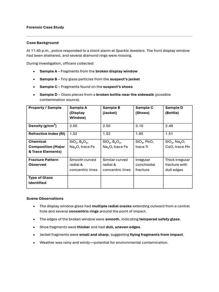Forensic Case Study - Glass | PDF | Fracture | Glasses
