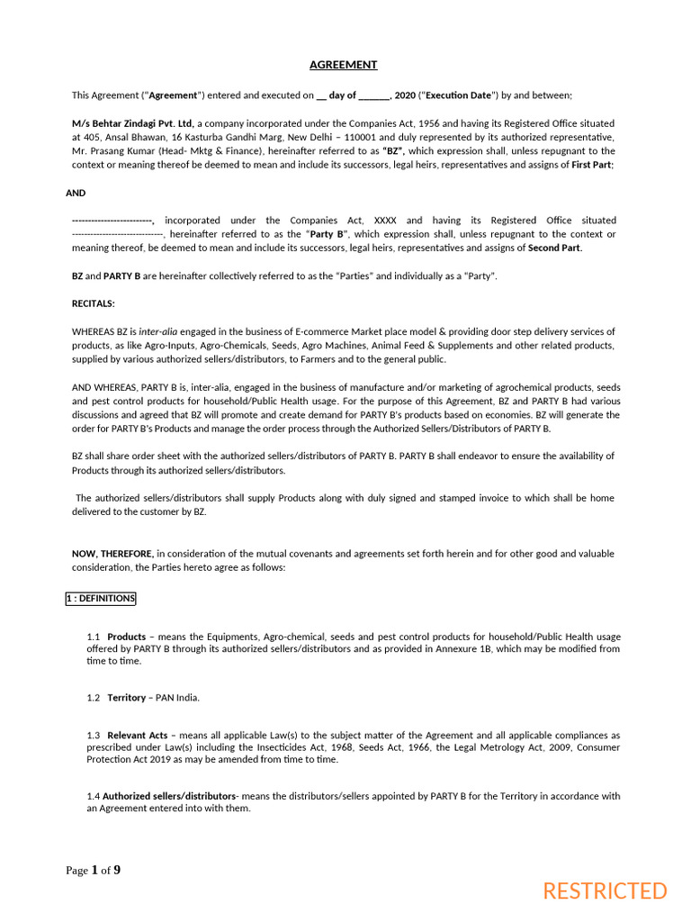 BZ Equipment Agreement Draft | PDF | Indemnity | Taxes